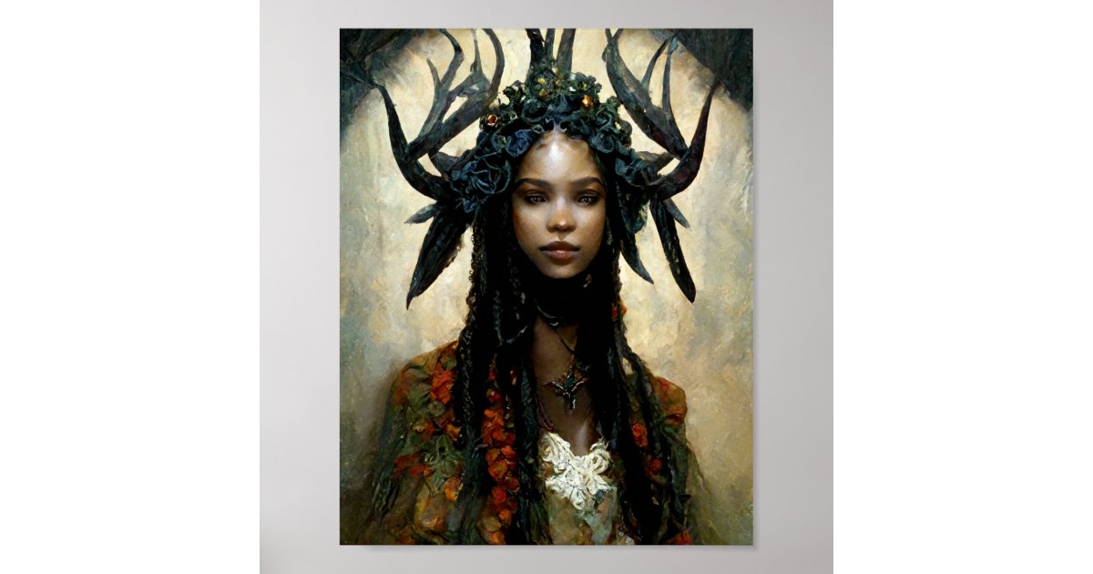 Antler Fae 3 Fairy Fantasy Art Poster | Zazzle