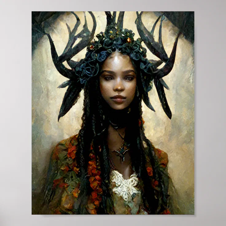 Antler Fae 3 Fairy Fantasy Art Poster | Zazzle