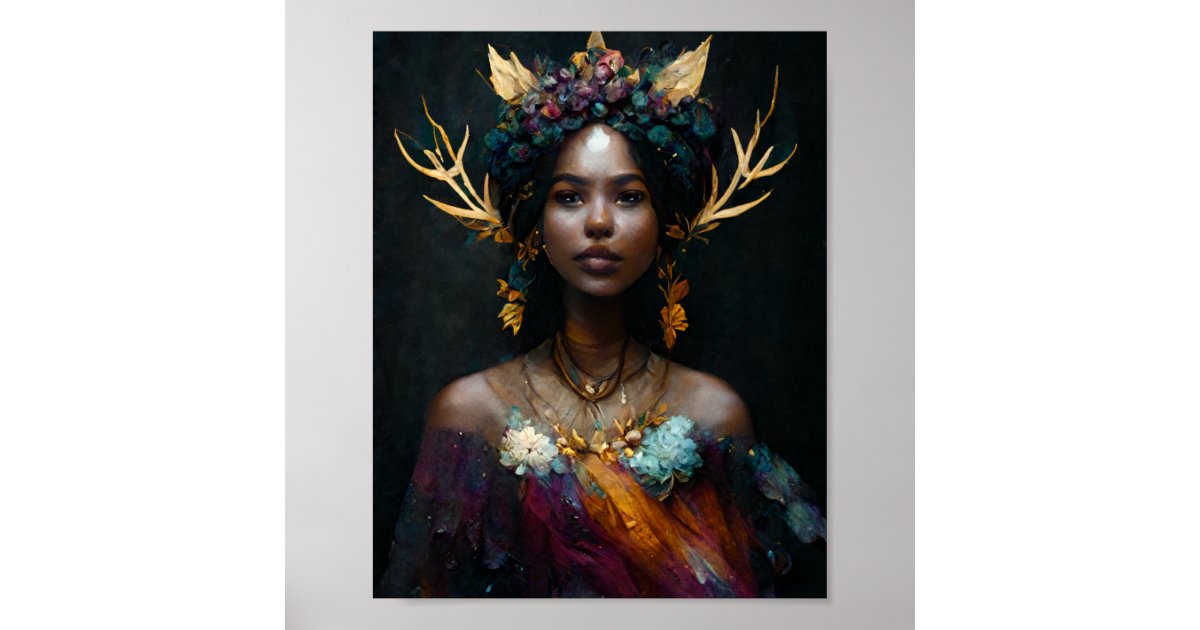 Antler Fae Fairy Fantasy Art Poster | Zazzle