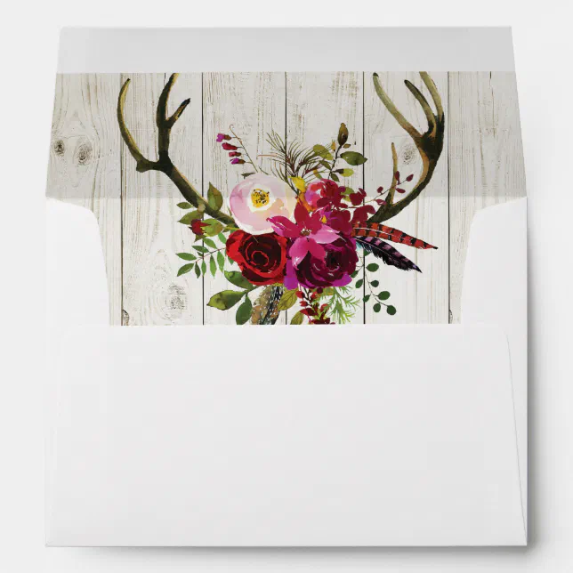 Antlers Rustic Wedding Invitation Envelopes | Zazzle