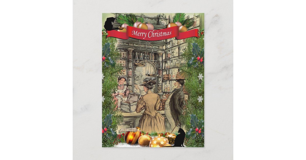 Anton Pieck 'The Bakery' Holiday Postcard | Zazzle