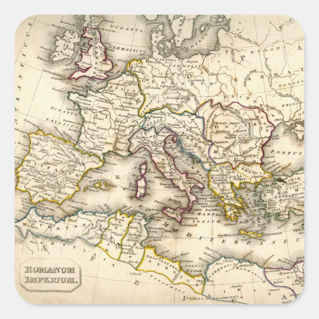 Antquie Map of Ancient Roman Square Sticker | Zazzle