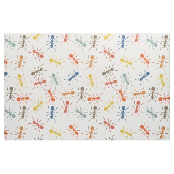 Ants on Gingham Checks Lifesize Fabric | Zazzle