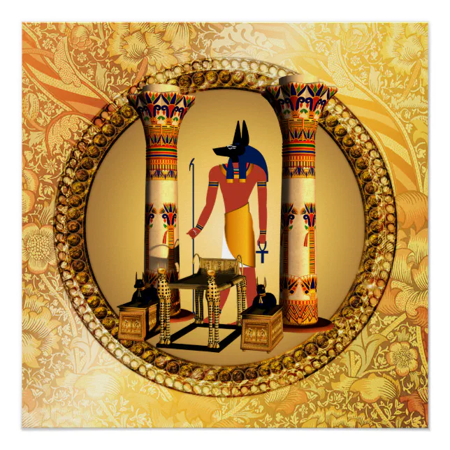 Anubis on golden background poster | Zazzle