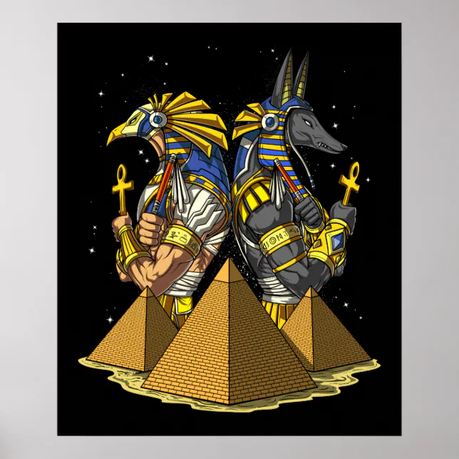 Anubis Ra Egyptian Gods Ancient Pyramids Mythology Poster | Zazzle