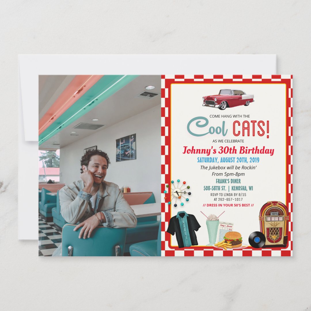 ANY AGE - 1950's Retro Diner Birthday Invitation | Zazzle