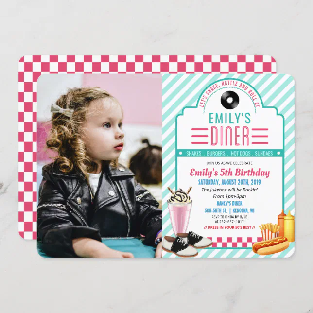 ANY AGE - 1950's Retro Diner Birthday Invitation | Zazzle