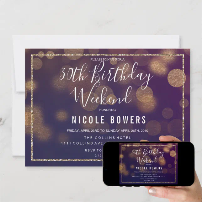 ANY AGE - Birthday Weekend Lights Invitation | Zazzle