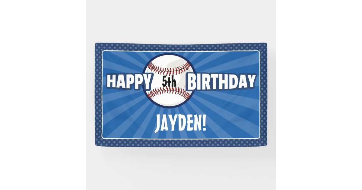 Any Age Blue Baseball Birthday Banner | Zazzle