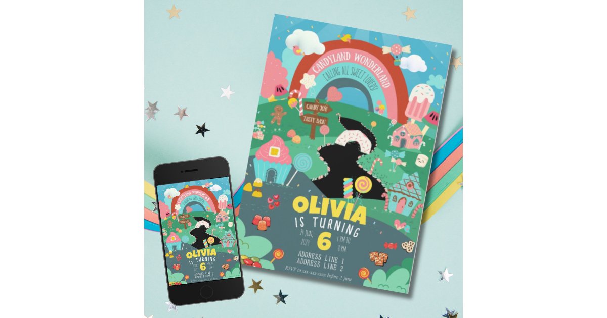 Any age, candy theme birthday invitation | Zazzle