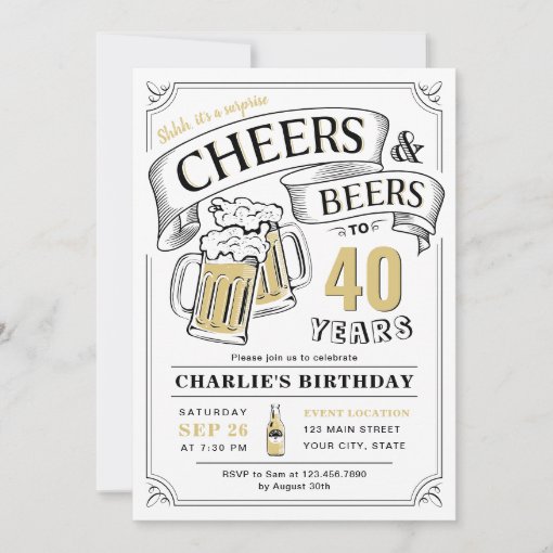 Any Age Cheers And Beers Surprise Birthday Invitation | Zazzle
