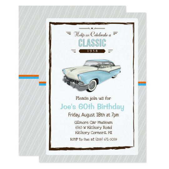 ANY AGE - Classic Car Vintage Birthday Invitation | Zazzle.com