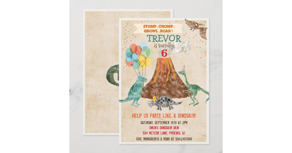 ANY AGE - Dinosaur Volcano Birthday Invitation | Zazzle