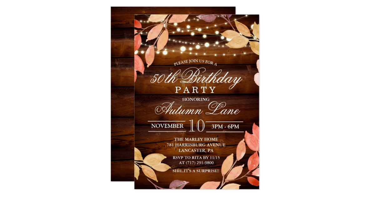 ANY AGE - Fall Adult Birthday Party Invitation | Zazzle.com