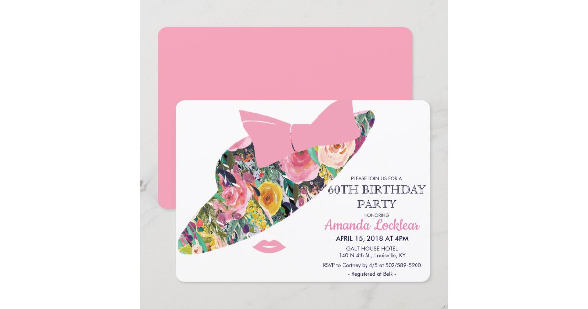 ANY AGE - Floral Hat Birthday Invitation | Zazzle