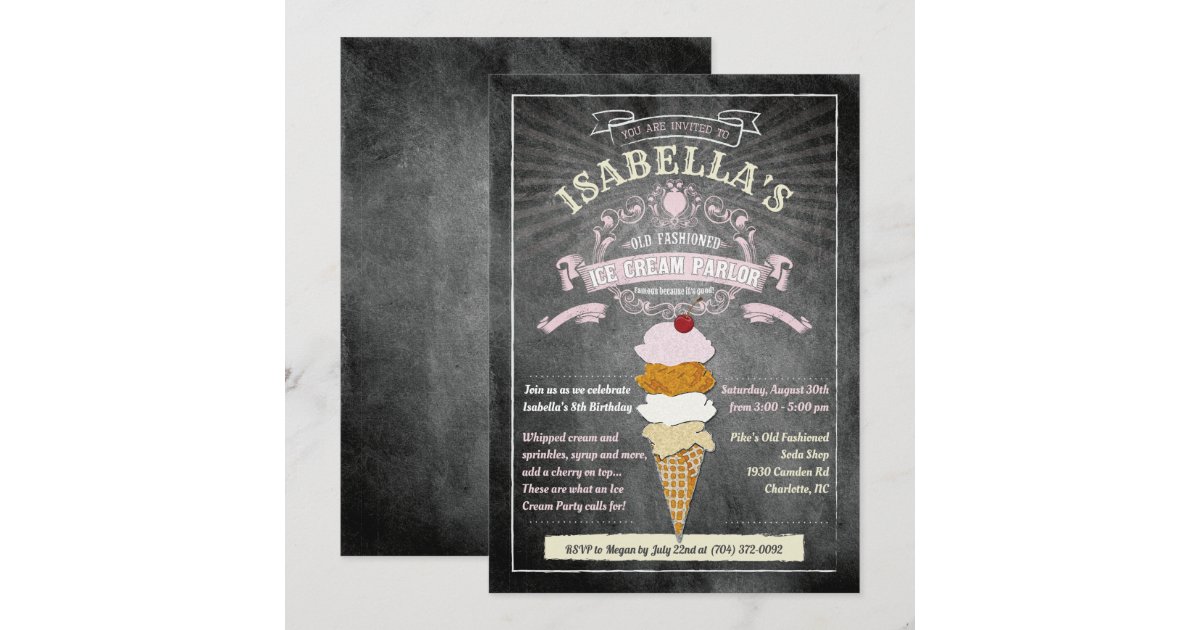 ANY AGE - Ice Cream Parlor Birthday Invitation | Zazzle