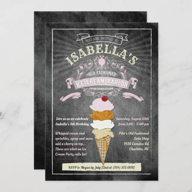 ANY AGE - Ice Cream Parlor Birthday Invitation | Zazzle