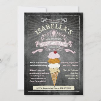 ANY AGE - Ice Cream Parlor Birthday Invitation | Zazzle