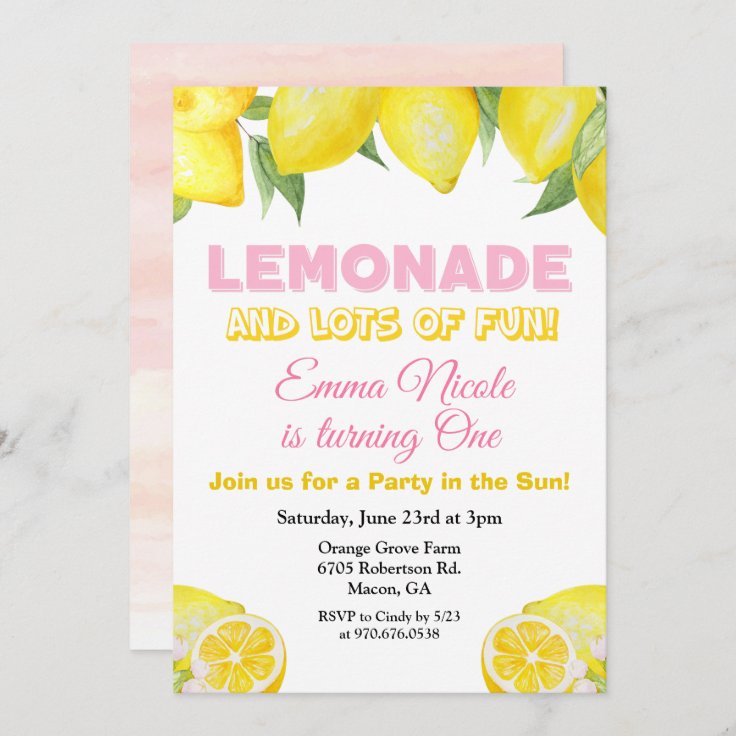 ANY AGE - Lemon Lemonade Birthday Invitation | Zazzle