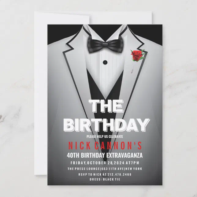 ANY AGE - Male Birthday Party Tuxedo Invitation | Zazzle