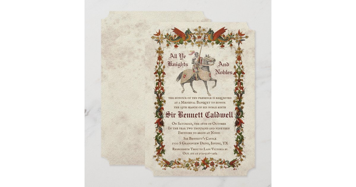 ANY AGE - Medieval Renaissance Birthday Invitation | Zazzle