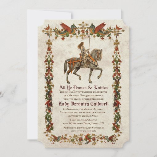 ANY AGE - Medieval Renaissance Birthday Invitation | Zazzle