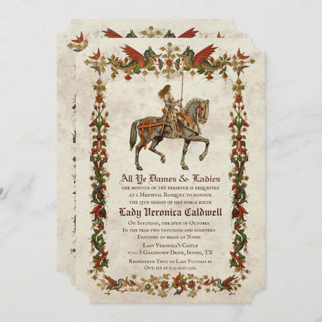 ANY AGE - Medieval Renaissance Birthday Invitation | Zazzle