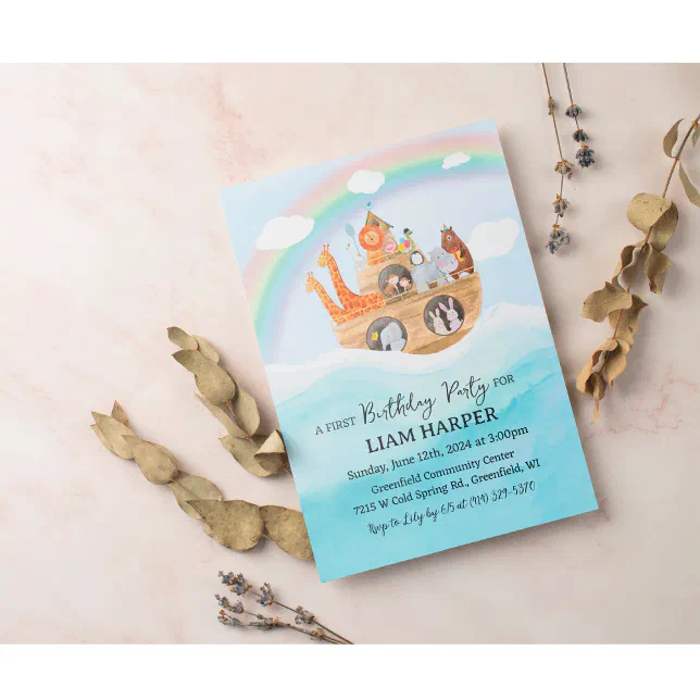 ANY AGE - Noah's Ark Birthday Invitation | Zazzle