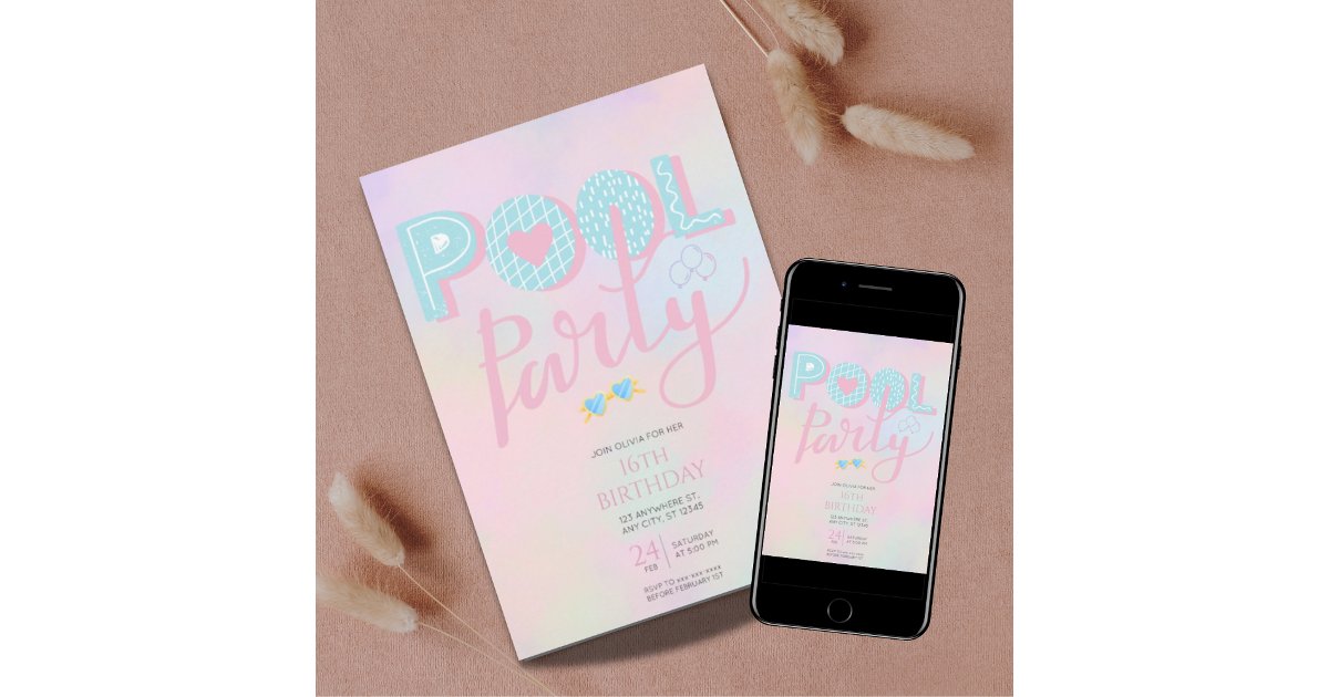 Any age pool party birthday invitation | Zazzle