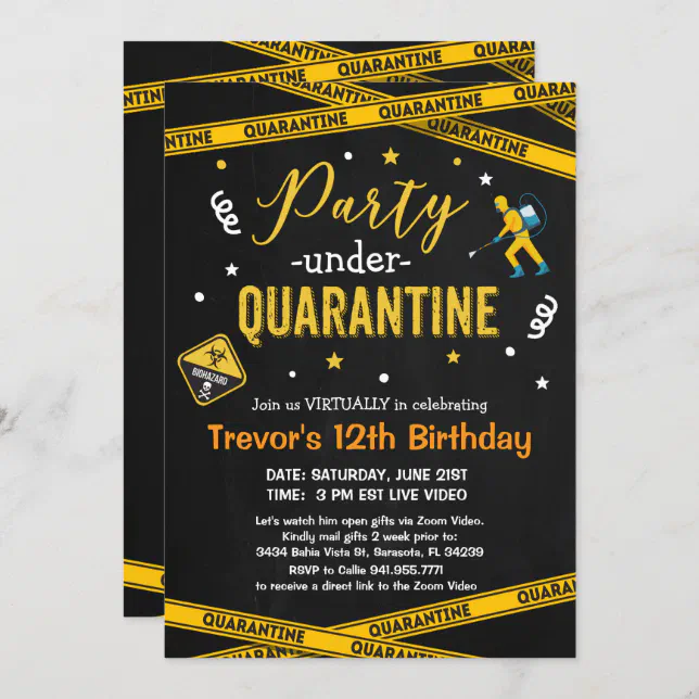 ANY AGE Quarantine Birthday Party Virtual Birthday Invitation | Zazzle
