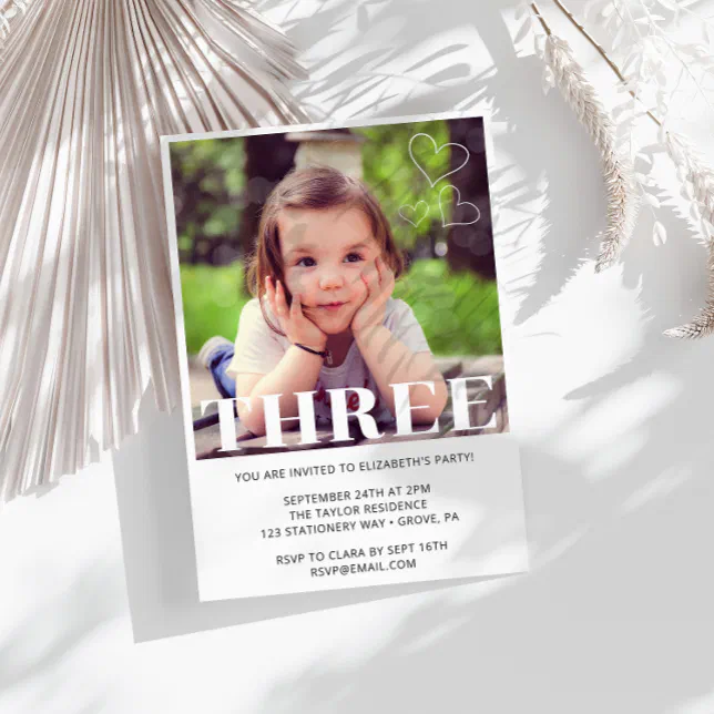 Any Age Simple Photo Birthday Party Invitation | Zazzle