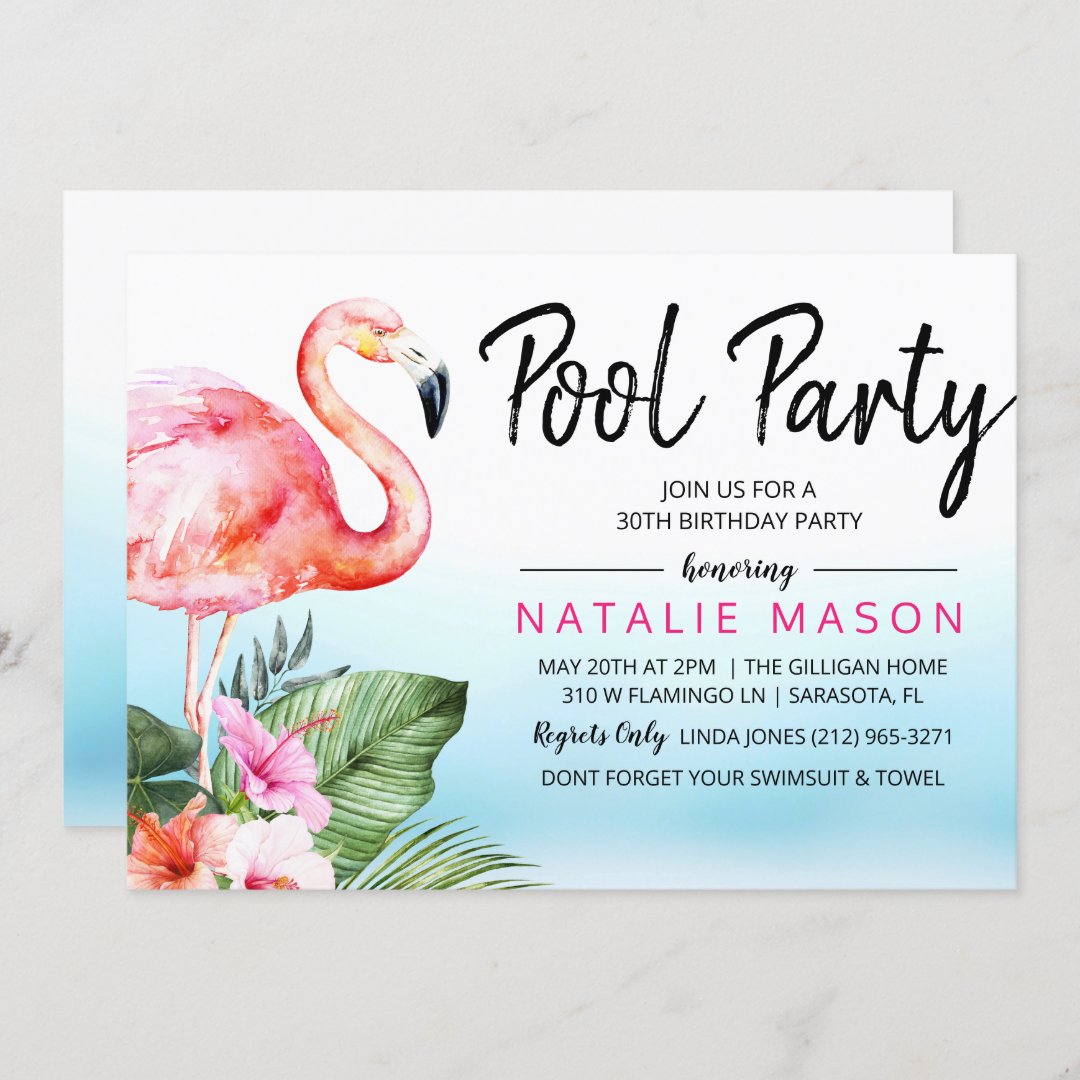 ANY AGE - Tropical Pool Party Birthday Invitation | Zazzle