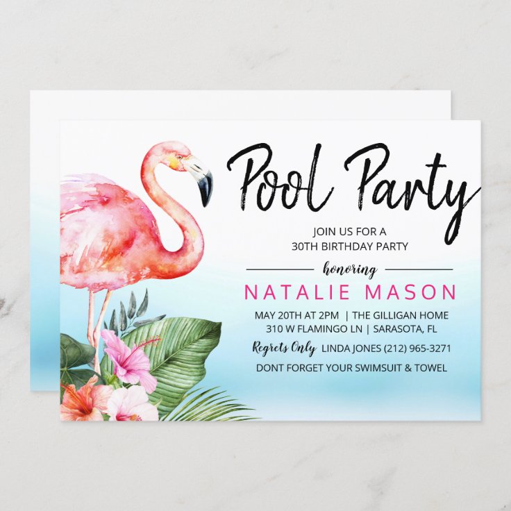ANY AGE - Tropical Pool Party Birthday Invitation | Zazzle