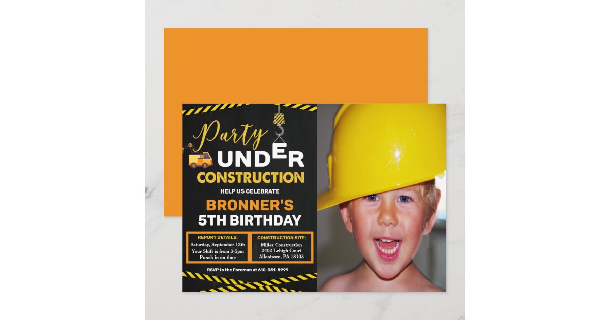 ANY AGE - Under Construction Birthday Invitation | Zazzle