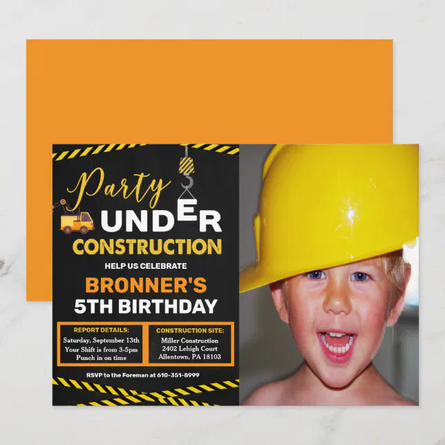 ANY AGE - Under Construction Birthday Invitation | Zazzle