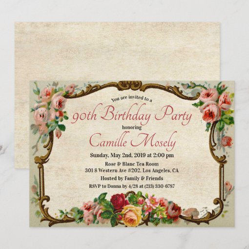 ANY AGE - Victorian Floral Birthday Invitation | Zazzle