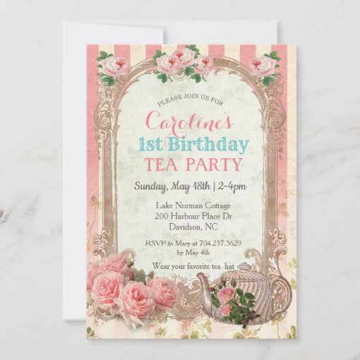 ANY AGE - Vintage Floral Tea Birthday Invitation | Zazzle