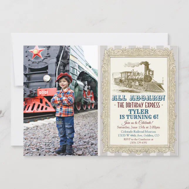 ANY AGE - Vintage Train Birthday Invitation | Zazzle
