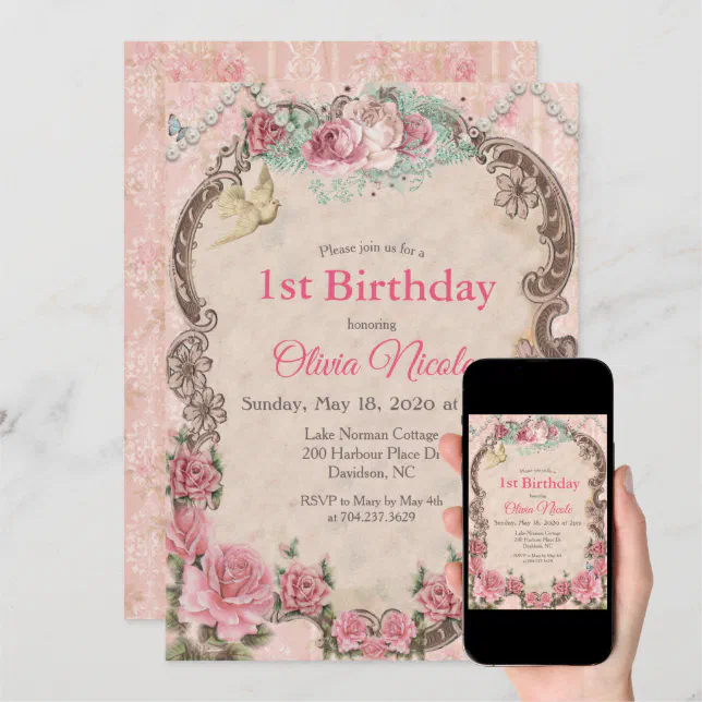 ANY AGE - Vintage Victorian Birthday Invitation | Zazzle