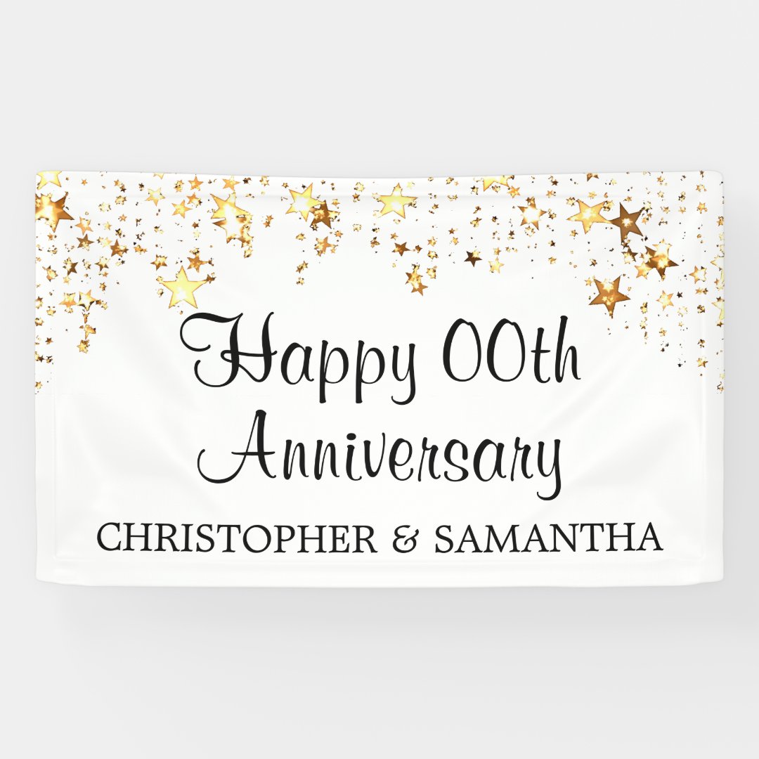 Any Anniversary Gold Stars Photo Personalized Banner | Zazzle