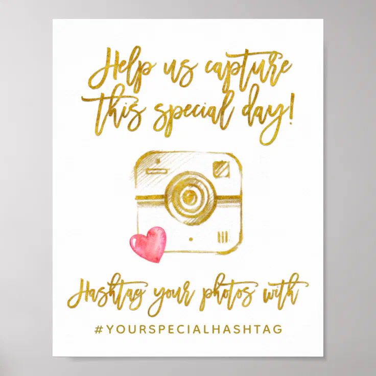 Any Background Color Social Media Hashtag Poster | Zazzle