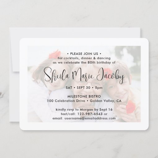 ANY Birthday 2 Photo Modern Trendy Script Party Invitation | Zazzle