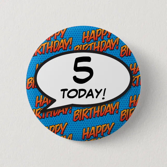 Any Birthday Age Fun Retro Comic Book Button | Zazzle