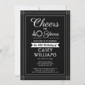ANY Birthday Cheers Classic Border Black and White Invitation | Zazzle