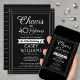 ANY Birthday Cheers Classic Border Black and White Invitation | Zazzle