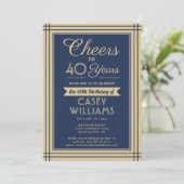 ANY Birthday Cheers Downloadable Navy Blue & Gold Invitation | Zazzle