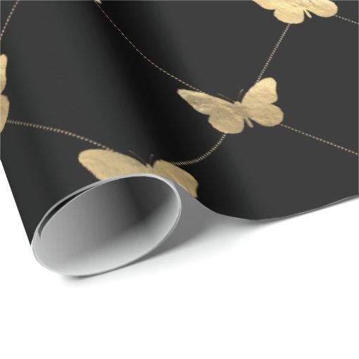 Any color and Gold Butterfly Overlay Wrapping Paper | Zazzle