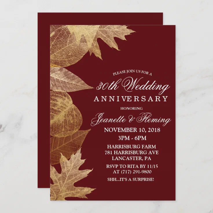 ANY COLOR - Fall Wedding Anniversary Invitation | Zazzle