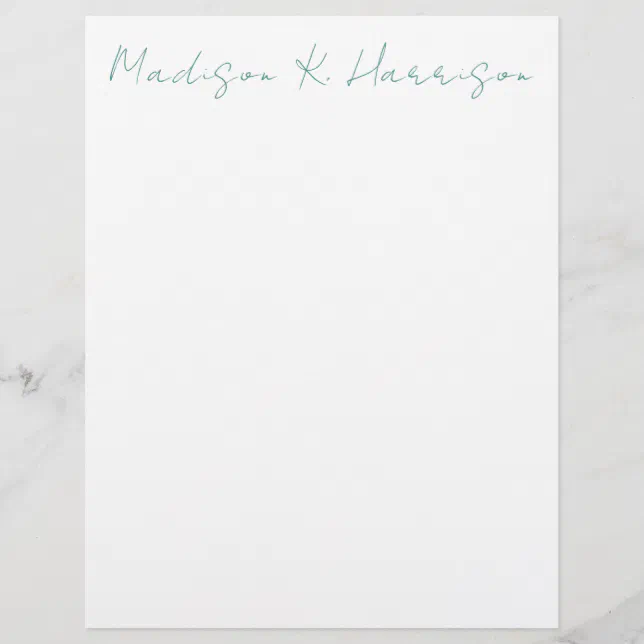 Any Color Handwritten Script Name Letterhead Paper | Zazzle