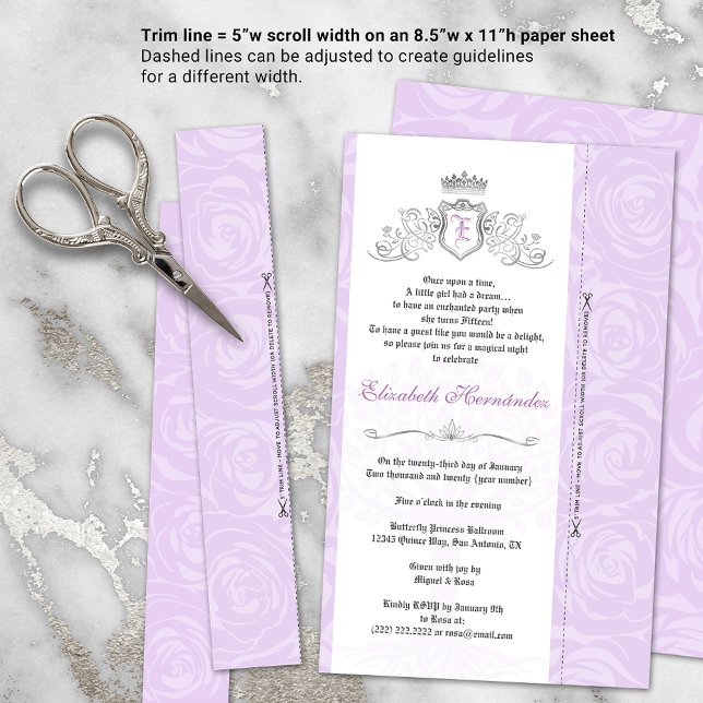 princess scroll invitations